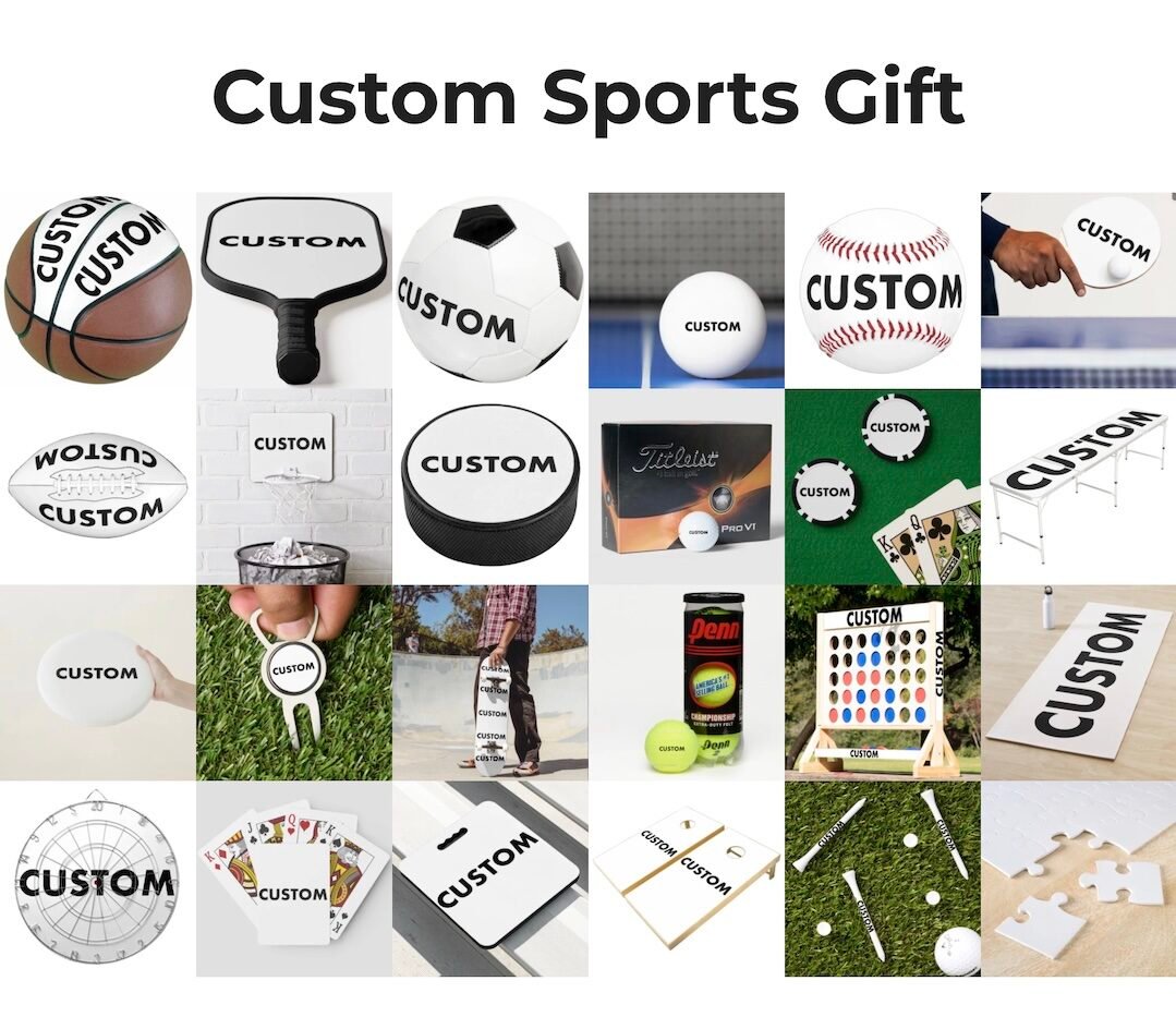 Custom Sports Gift · Personalized balls, paddles, equipment